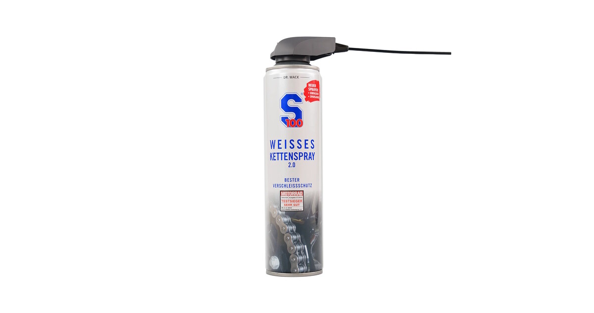 Mazivo na řetězy S100 White Chain Spray 2.0 400 ml s aplikátorem - inSPORTline